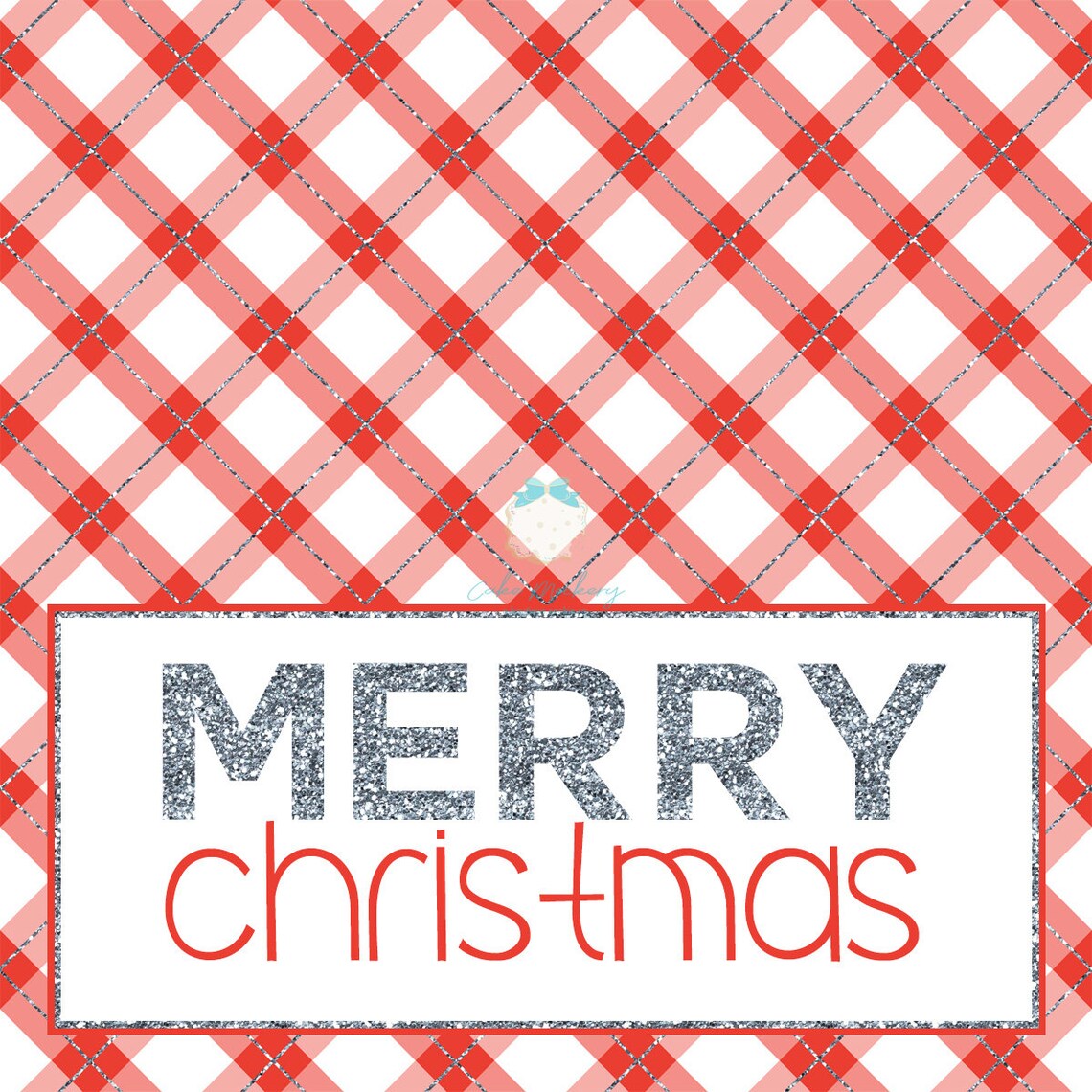 Printable Bag Topper - Merry Christmas Ornate Plaid - 4" WIDE BAG - Etsy