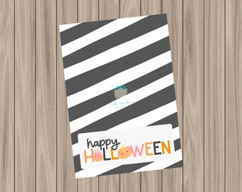 PRINTABLE Mini Cookie Card 3.5x5 Happy Halloween, Halloween Cookie Card ...