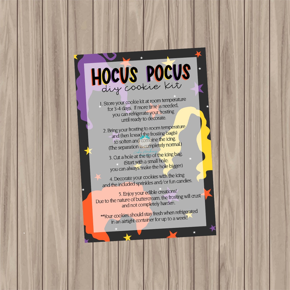 Printable Cookie Card Hocus Pocus BUTTERCREAM DIY Cookie - Etsy