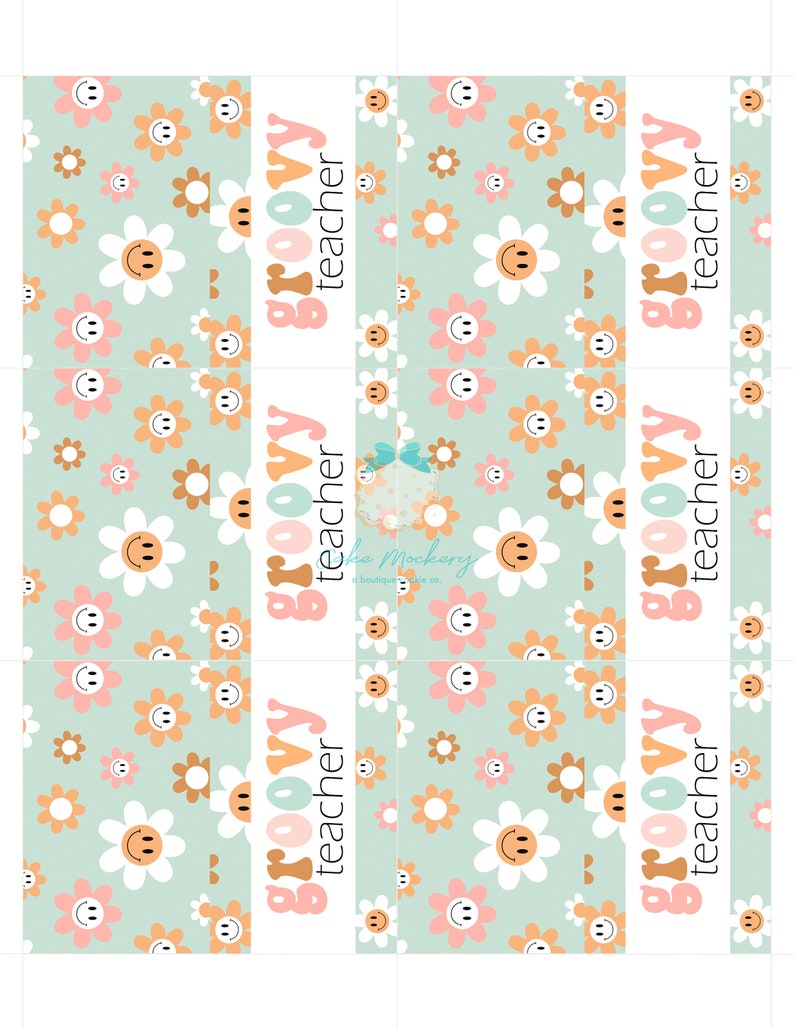 Printable Bag Topper - Groovy Teacher - 3.125" Wide X 4" Tall (3.125" X ...