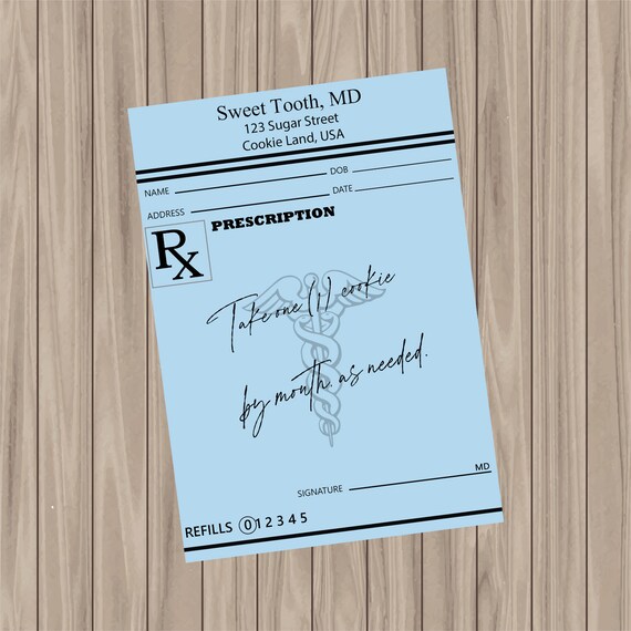 Printable Cookie Card Cookie Prescription - Etsy