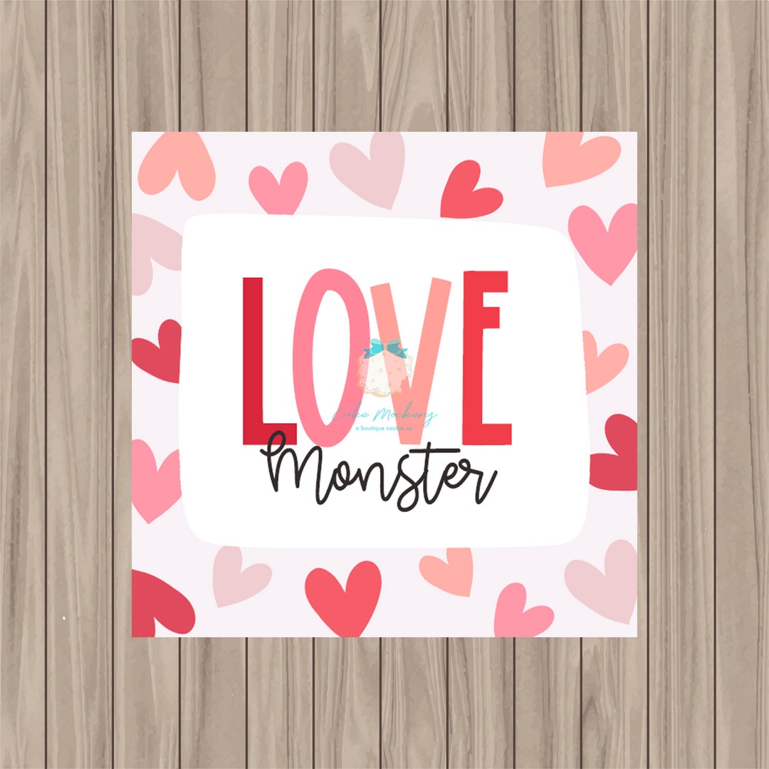 Printable Tag - LOVE Monster - 2" Square - Etsy