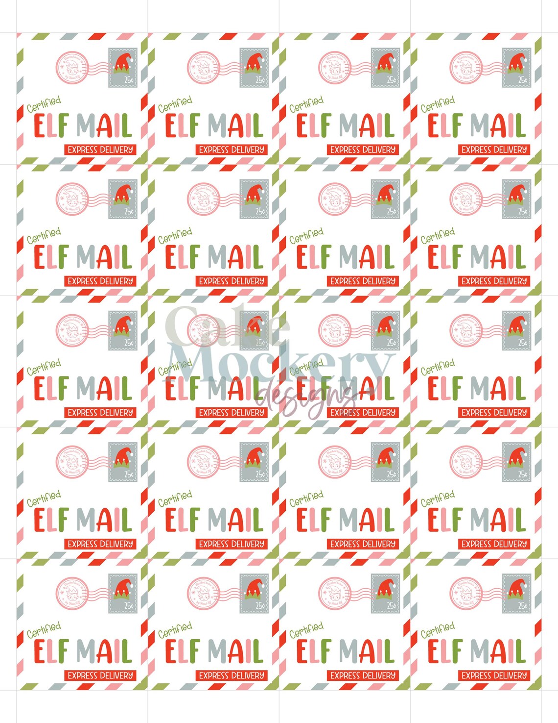 Printable Tag - Certified Elf Mail - 2" Square - Etsy