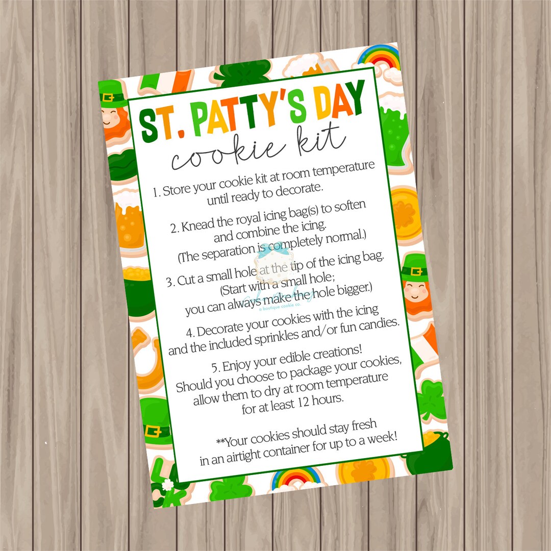 Printable Cookie Card - St. Patrick ROYAL ICING DIY Cookie Card - 3.5 ...
