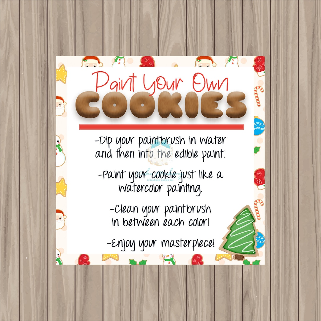 Printable Cookie Card - Paint Your Own Christmas Cookies - 3.25" - Etsy