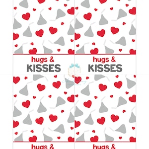 Printable Cookie Card - Hugs & Kisses - 3.5"x5" - Etsy