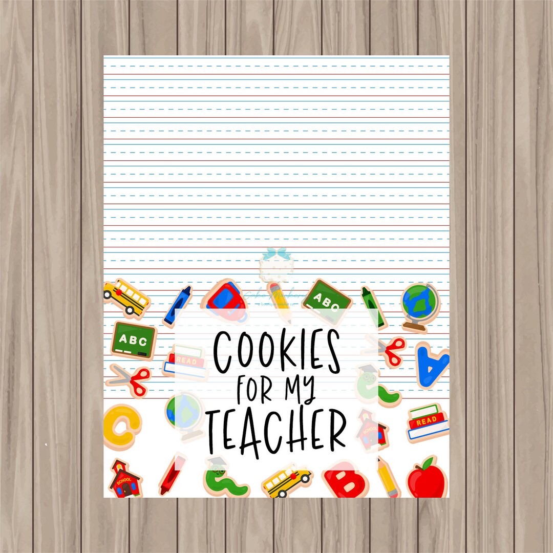 Topper de bolsa imprimible Galletas para mi maestra BOLSA - Etsy México