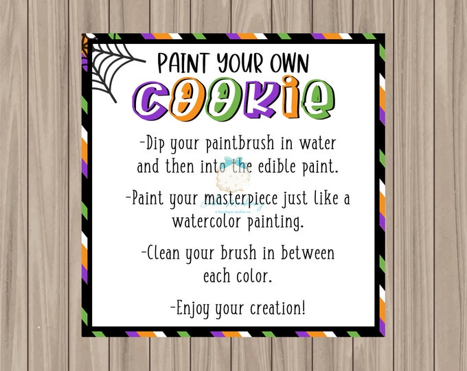 Printable Cookie Card - Halloween Paint Your Own Cookies - 3.25" - Etsy
