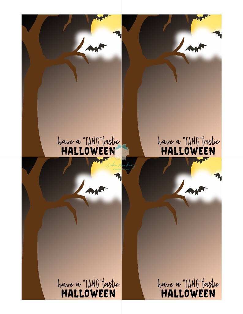 Printable Cookie Card - Fangtastic Halloween - 3.5"x5" - Etsy