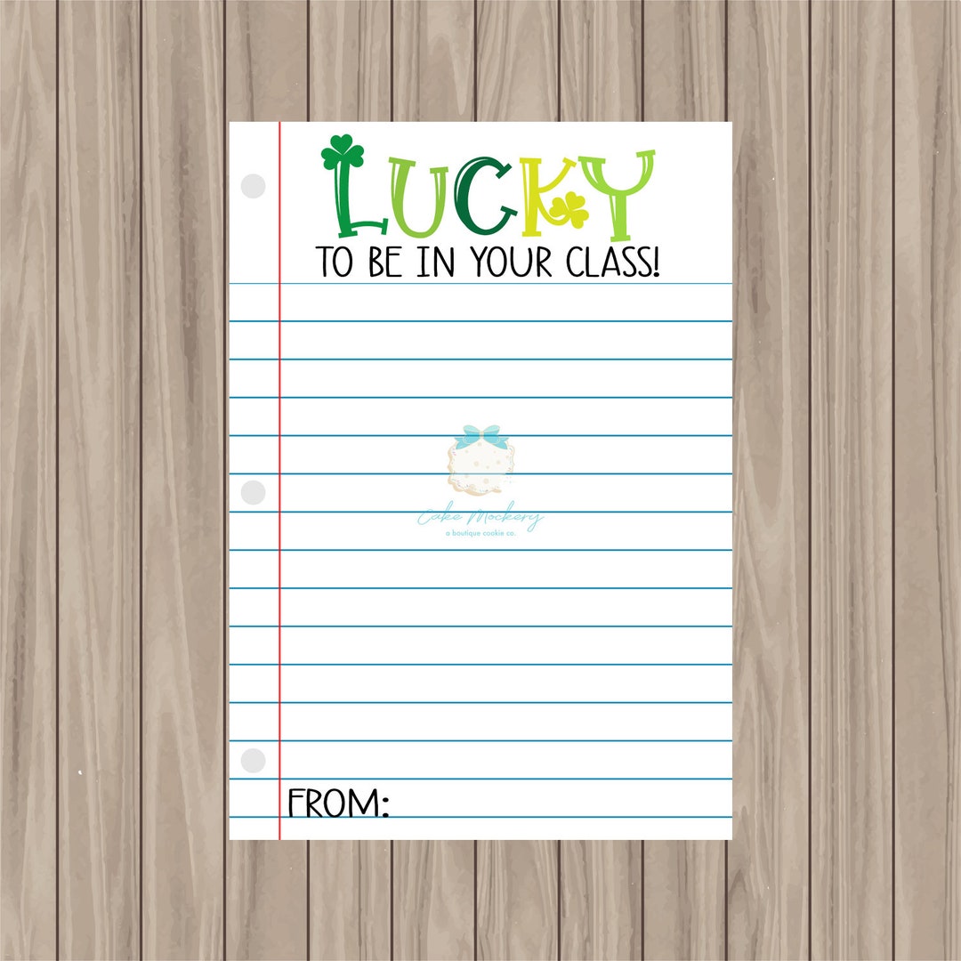 Printable Cookie Card Lucky to Be in Your Class 3.5x5 - Etsy