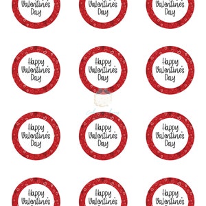 Printable Tag - Happy Valentine's Day - 2" Circle - Etsy