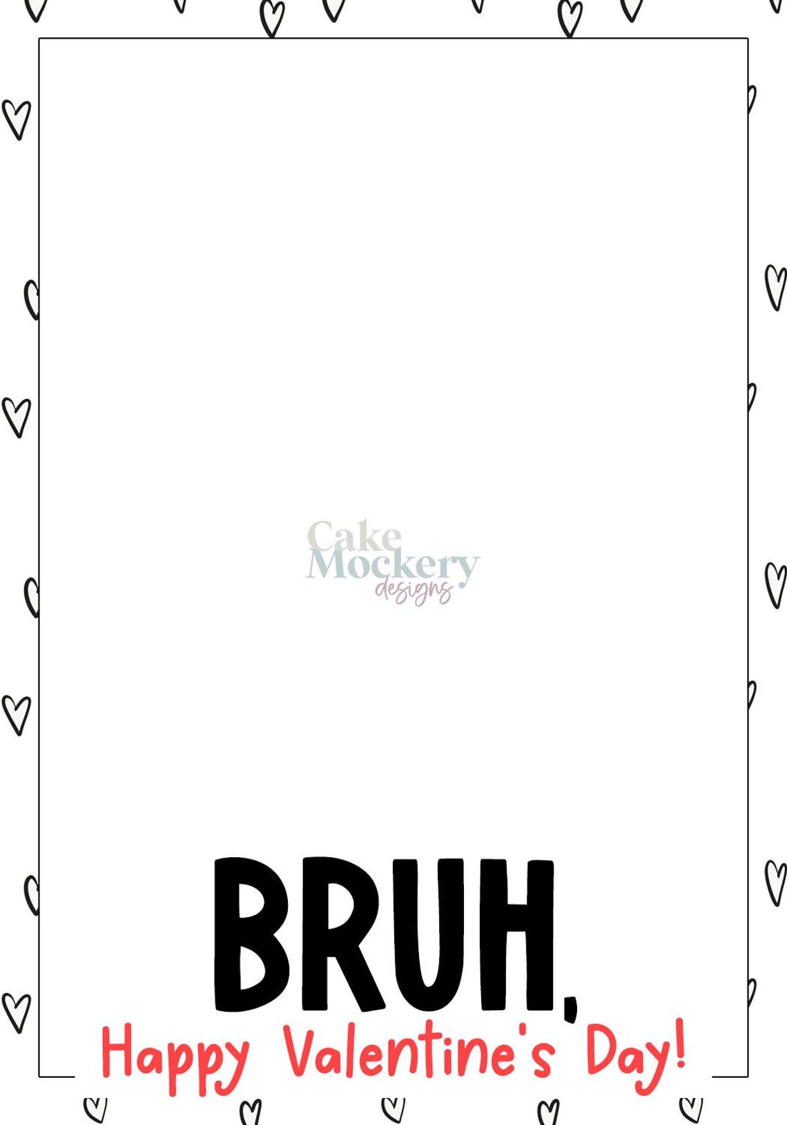 Printable Cookie Card - BRUH, Happy Valentine's Day - 3.5"x5" - Etsy