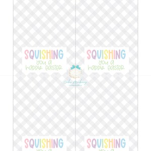 Printable Cookie Card Squishing You A Happy Easter Gray Gingham 3.5x5 ...