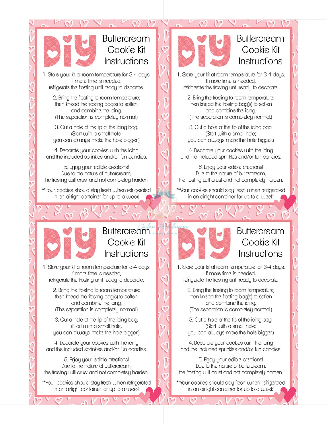 Printable Cookie Card BUTTERCREAM DIY Cookie Kit | Etsy