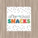 Printable Tag - After School Snacks- 2" Square - Etsy