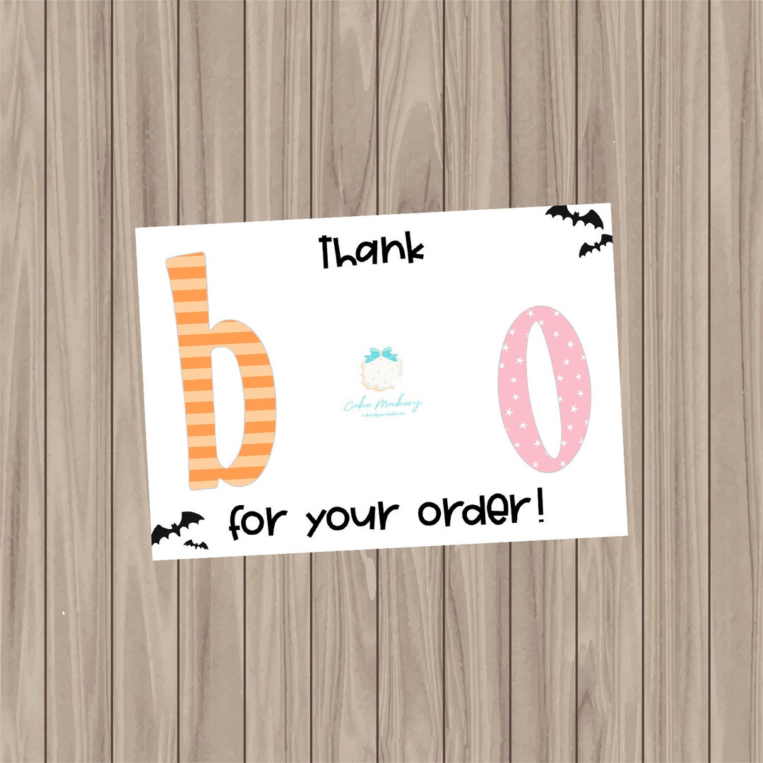 Printable Cookie Card - Thank BOO for Your Order - 3.5"x5" - Etsy