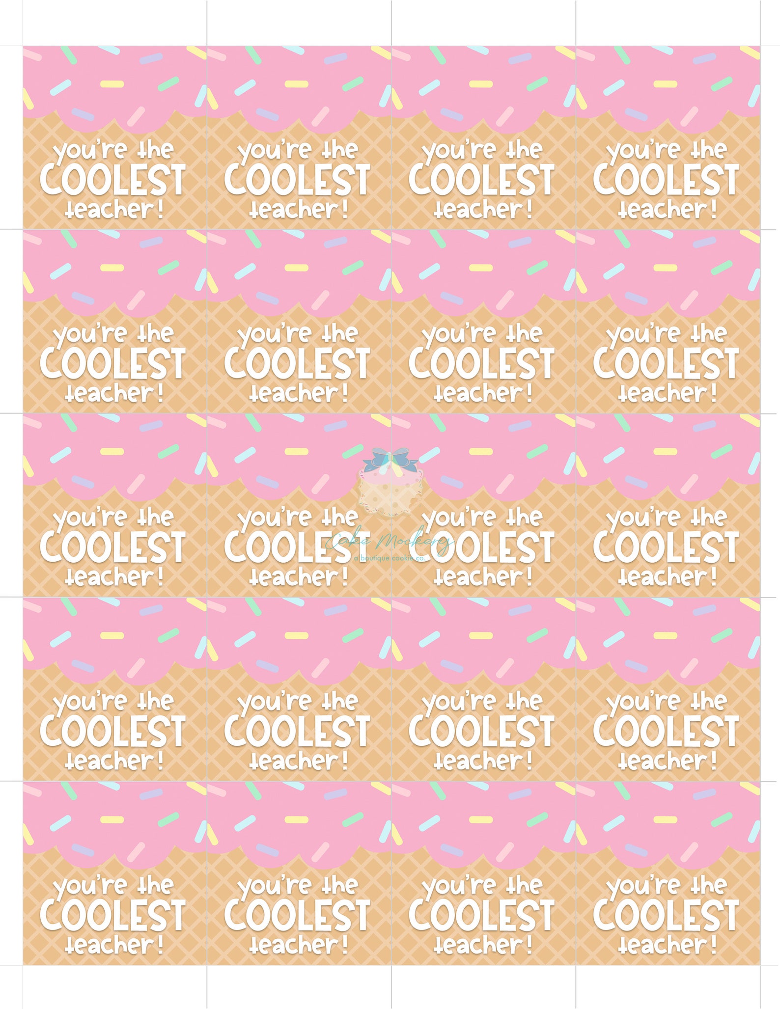 Printable Tag - You're the Coolest Teacher! - 2" Square - Etsy