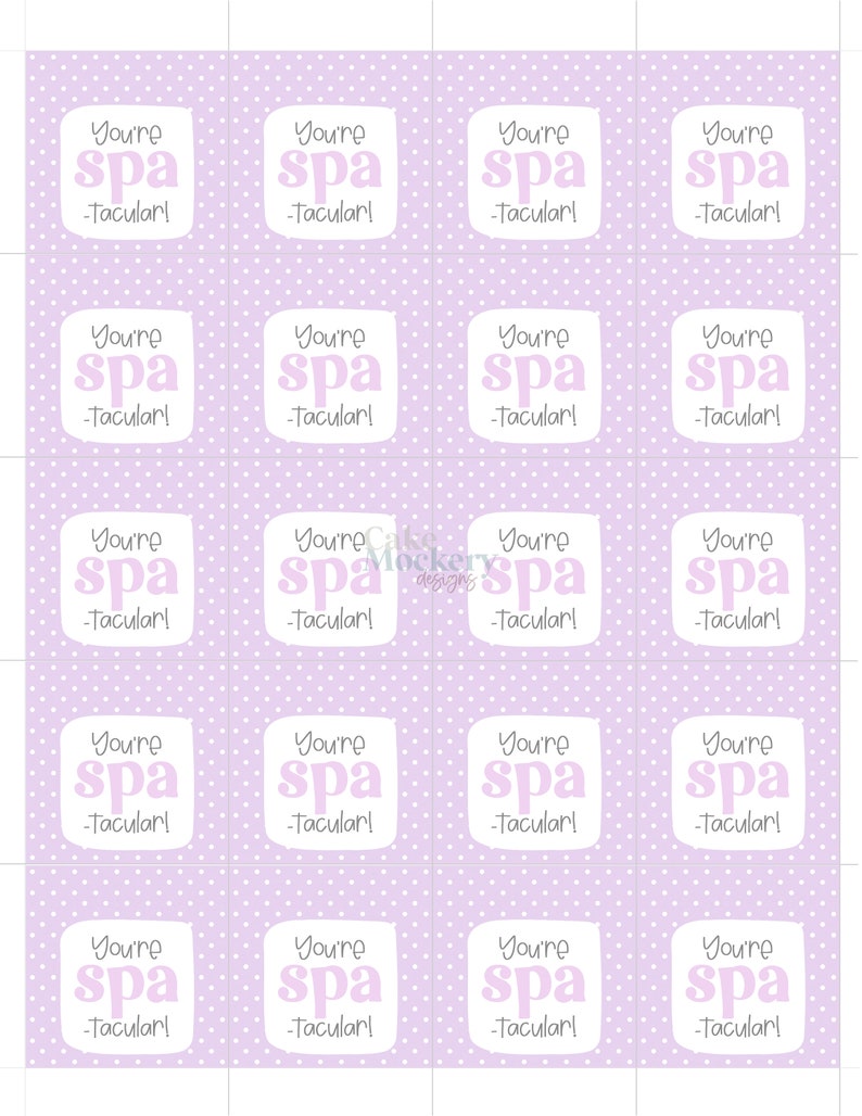 Printable Tag - You're Spa-tacular! - 2" Tag - Etsy