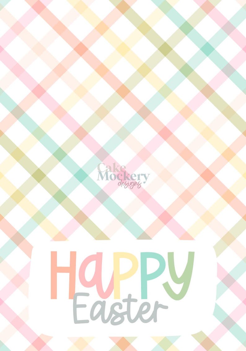 Printable Cookie Card - Happy Easter Pastel Plaid - 3.5"x5" - Etsy