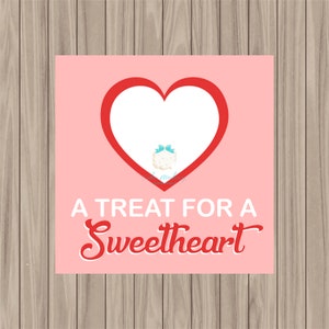 Printable Tag - A Treat for a Sweetheart - 2" Square - Etsy