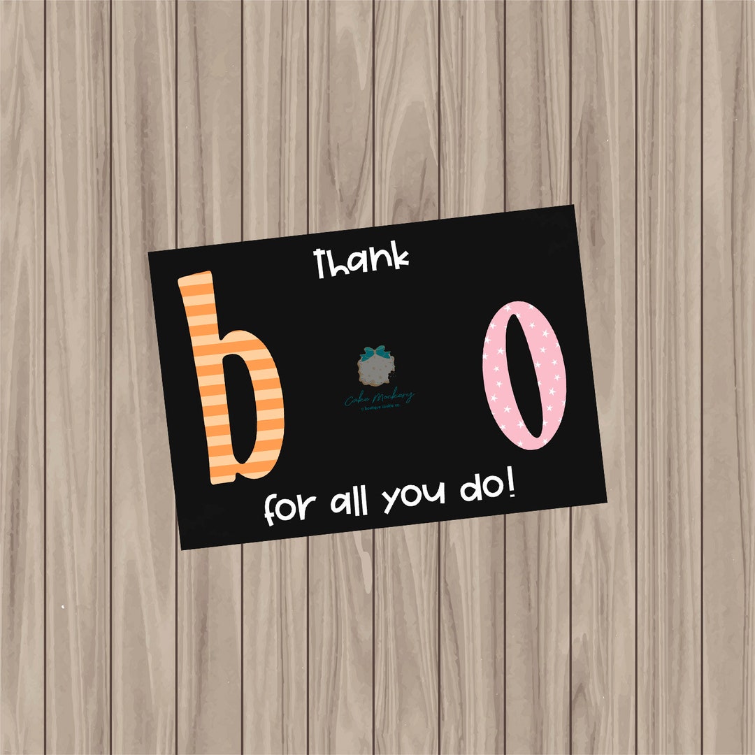 Printable Cookie Card - Thank BOO for All You Do! - 3.5"x5" - Etsy