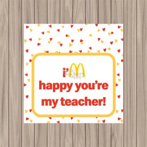 Printable Tag - I'm Happy You're My Teacher - 2" Square - Etsy