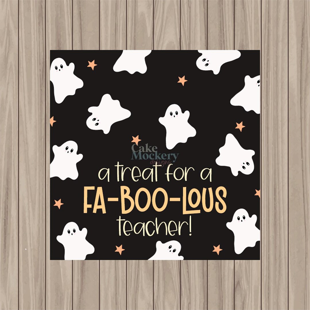 Printable Tag - Fa-boo-lous Teacher - 2" Square - Etsy