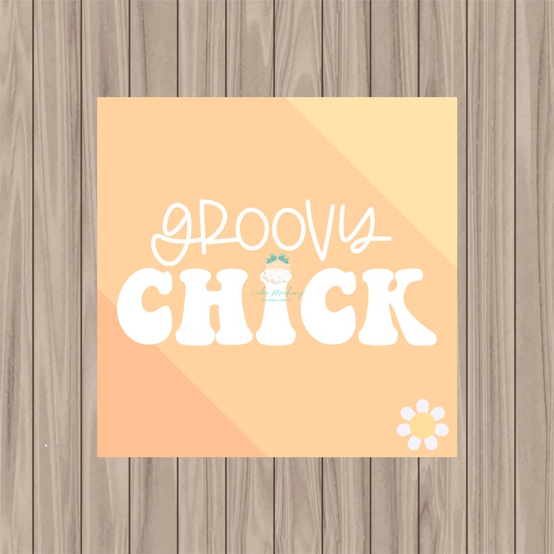 Printable Tag Groovy Chick 2 Square - Etsy