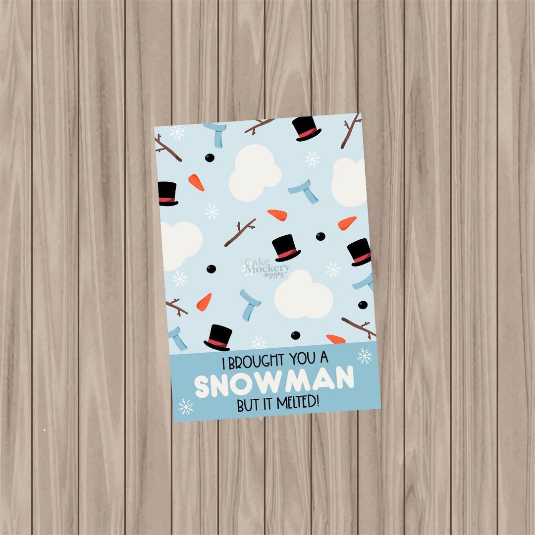 Printable Cookie Card - Melted Snowman - 3.5"x5" - Etsy