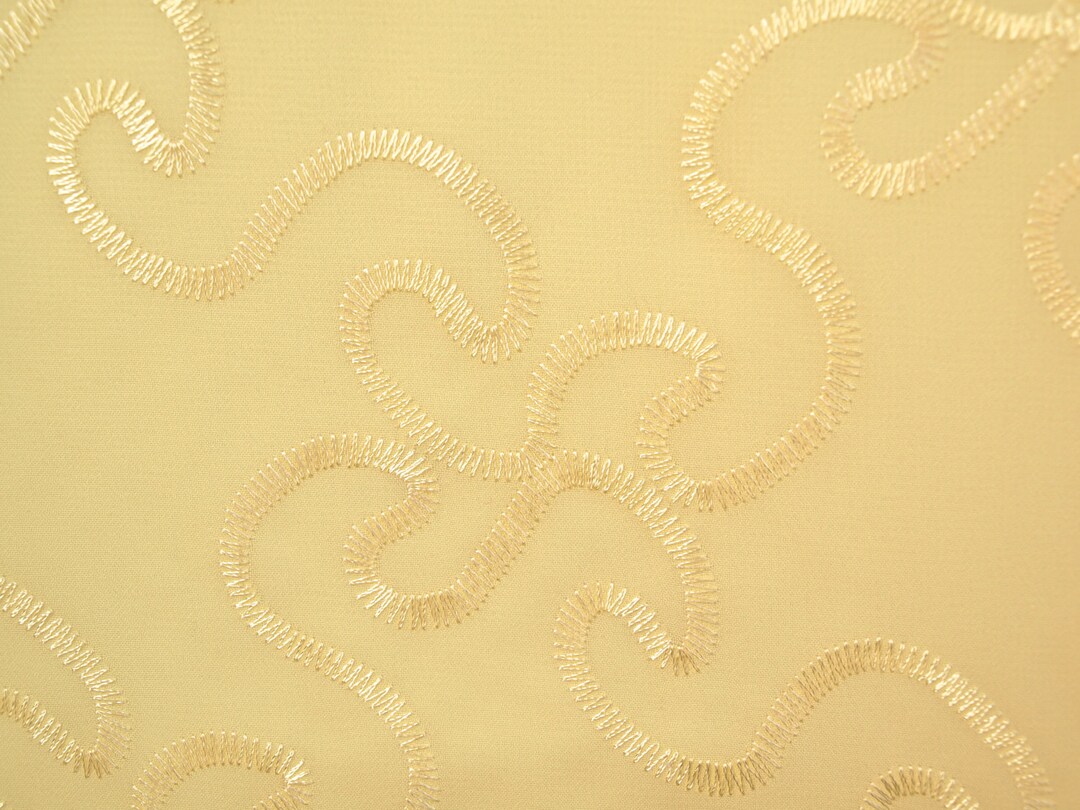 Yellow Embroidered Chiffon Fabric With Swirl Design - Etsy