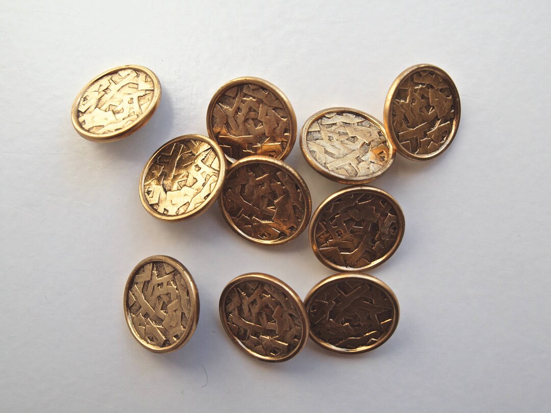 Vintage Gold Metal Shank Botones con Diseño Abstracto 10 Botones - Etsy ...