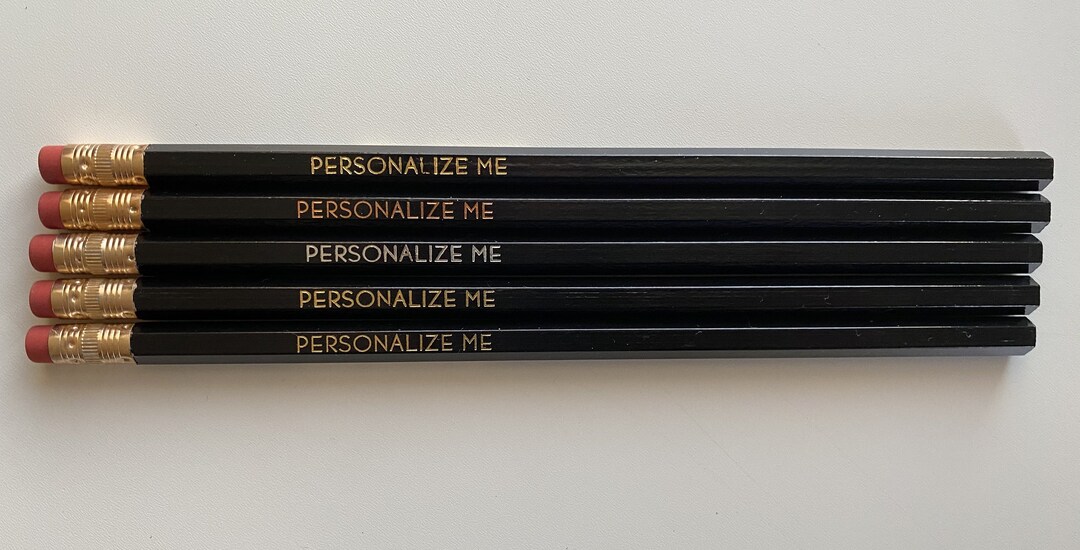 Conjunto de 5 Lápices Personalizados-Negro - Etsy España