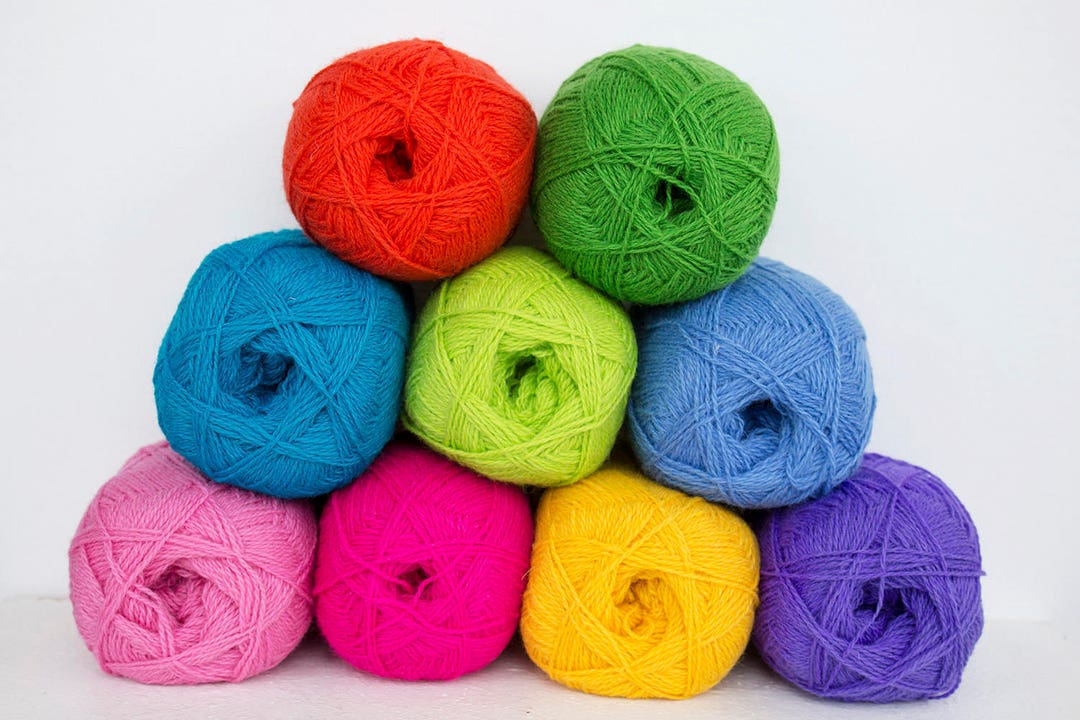Wool Yarn for Knitting, Crochet-100% Natural Wool Yarn Set in Bright ...