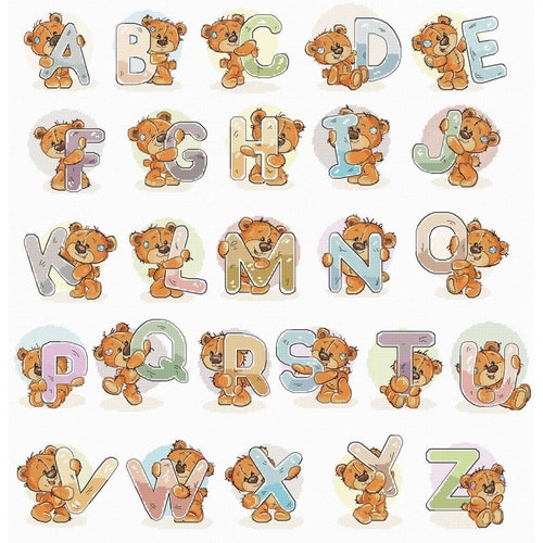 Alphabet Teddy Sampler Counted Cross Stitch Kit - Etsy
