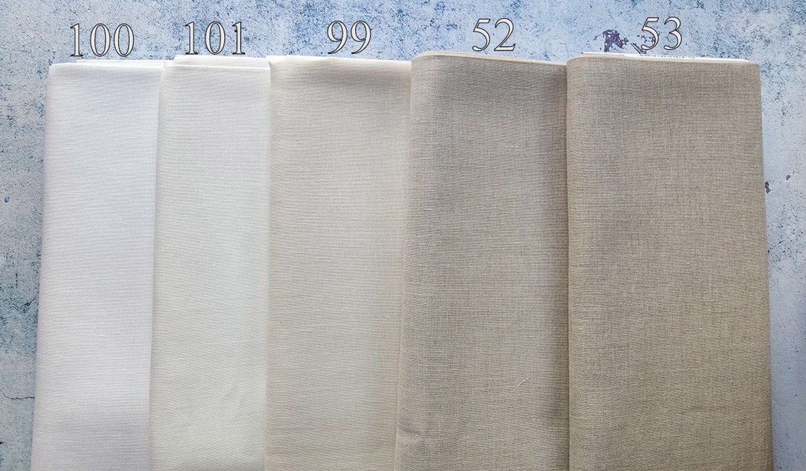 Zweigart Belfast Linen * 32ct Evenweave * Colors - 100, 101, 99, 52, 53 ...