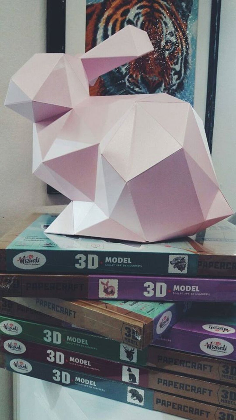 3D Papercraft KIT Pink Rabbit - Etsy