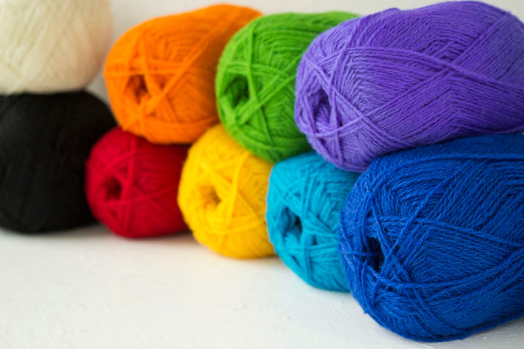 Pure Wool Yarn for Knitting Rainbow Colors Set of 9 Balls - Etsy
