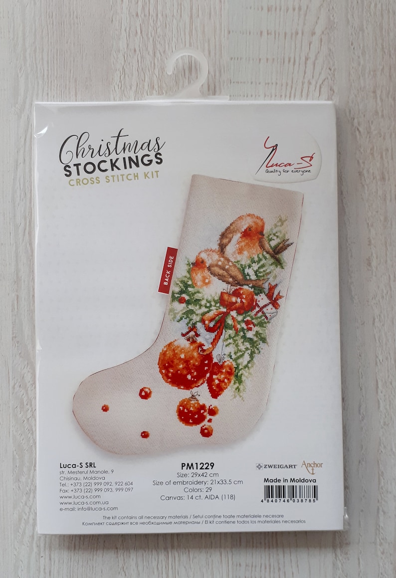 Christmas Stocking KIT Cross Stitch With Birds Luca-s - Etsy