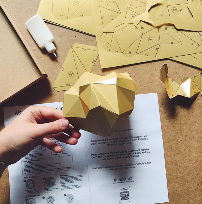 3D Papercraft KIT Pink Rabbit - Etsy