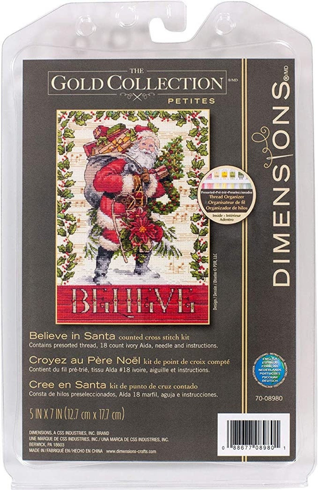 Dimensions Gold Collection Kit - Believe in Santa Christmas Cross ...