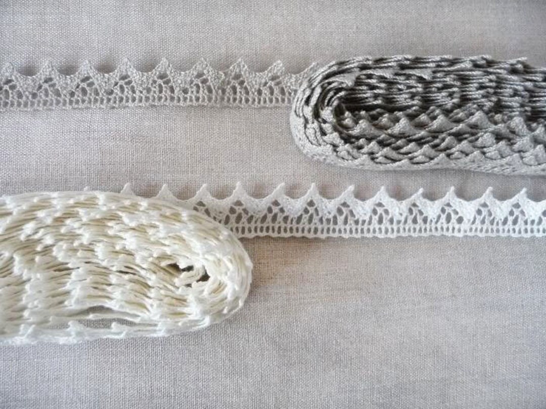 Vintage Style Linen Lace Trim - off White and Natural Grey. Trim Set ...