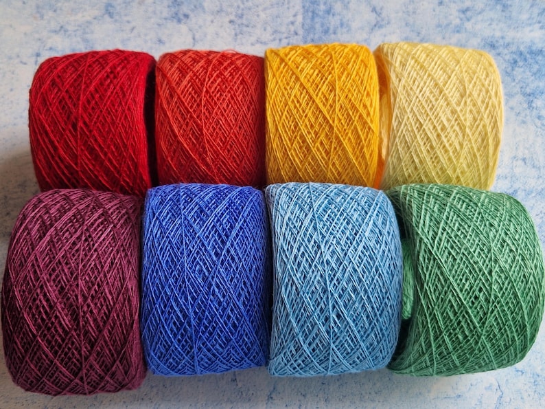 Size 10 Crochet Thread Set, Linen Thread Set in 8 Rainbow Colors - Etsy