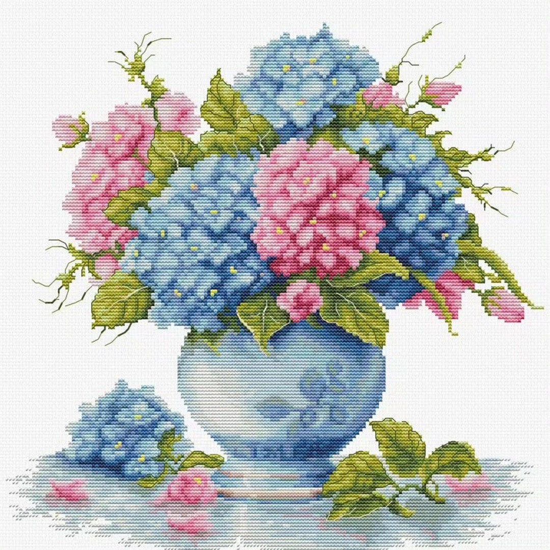 Vase With Hydrangeas - Choose Cross Stitch Kit by Luca-s 7033 - Etsy