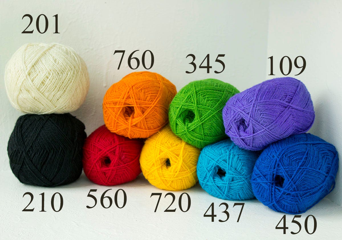 Pure wool yarn for knitting rainbow colors set of 9 balls | Etsy