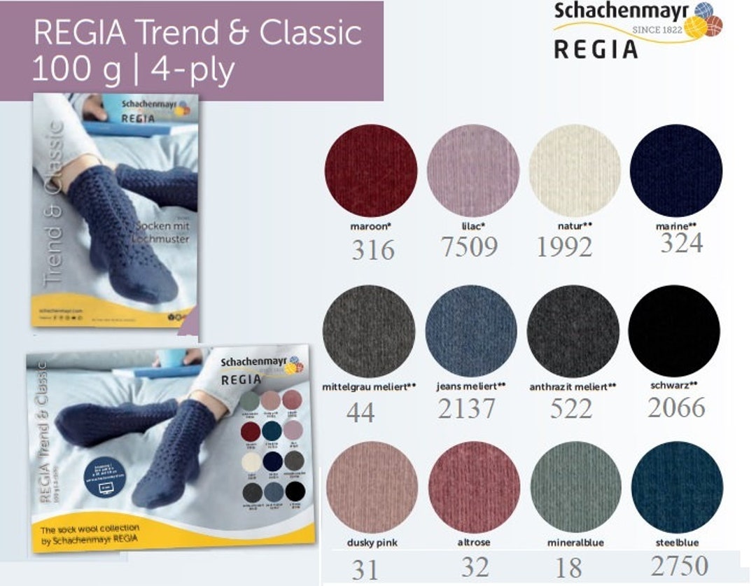 4 Ply Sock Yarn Regia UNI - Solid Colors - Etsy