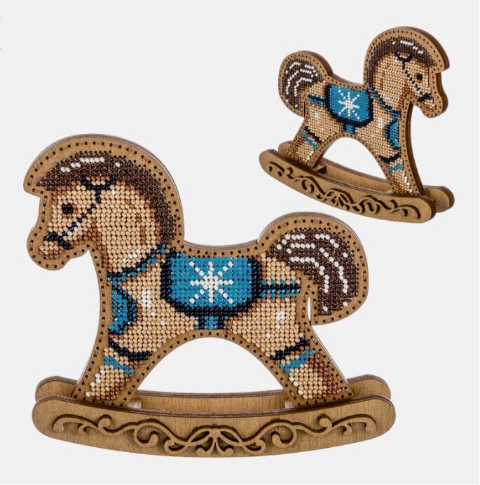 Rocking horse DIY KIT Two-side with beads and plywood | Etsy