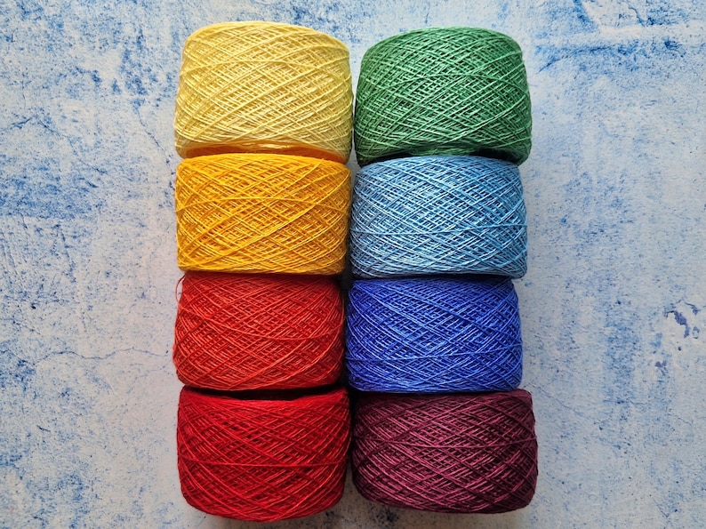 Size 10 Crochet Thread Set, Linen Thread Set in 8 Rainbow Colors - Etsy