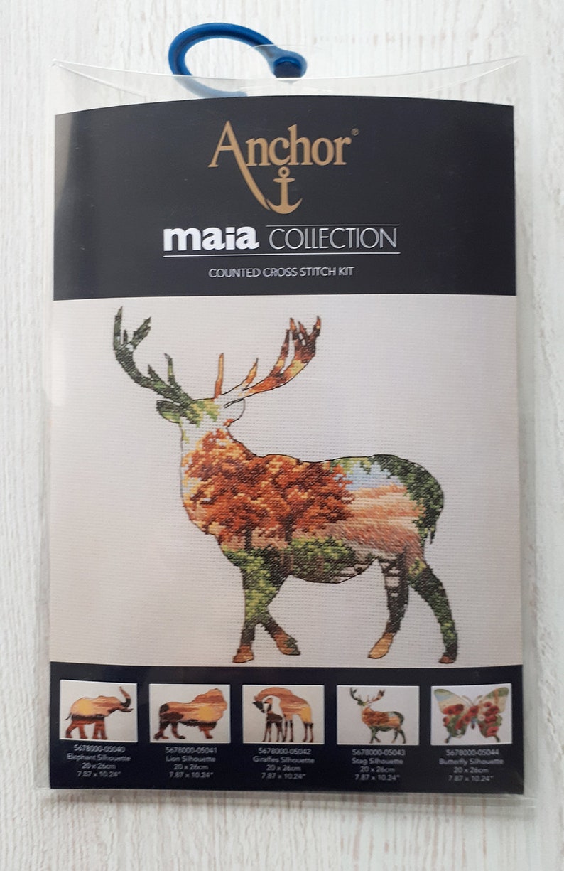 Anchor Maia Collection Cross Stitch Kit - Stag Silhouette - Etsy