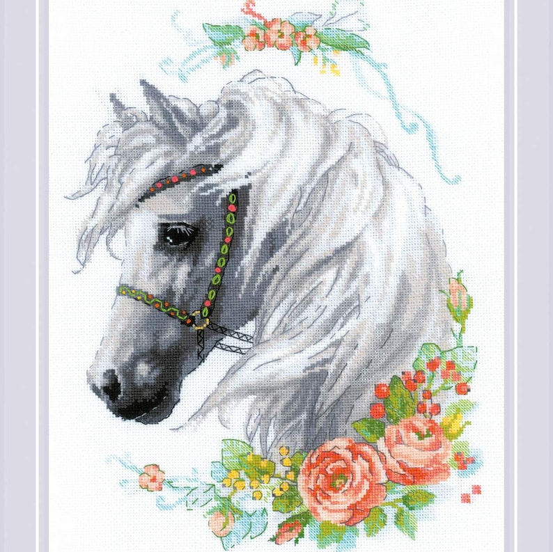 Horse Cross Stitch Kit Aida and Threads Included - Etsy