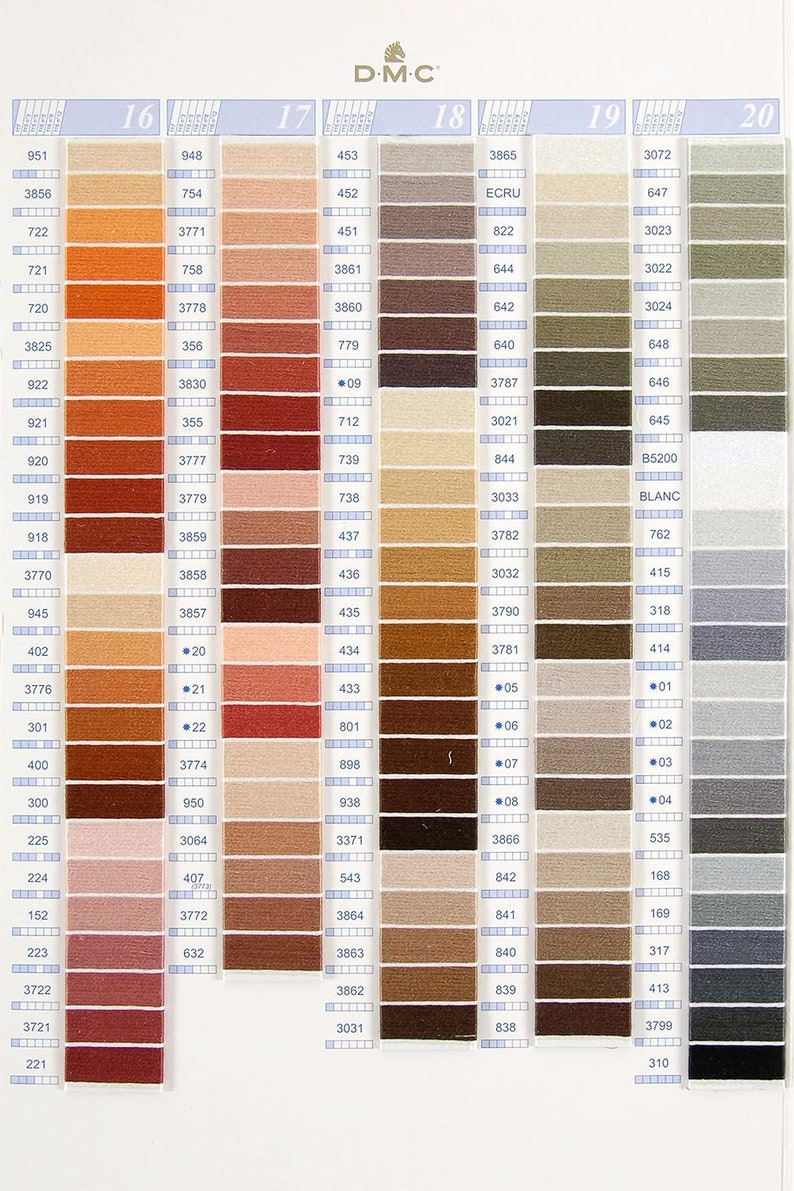 DMC Color Chart With Real Thread Samples - Etsy